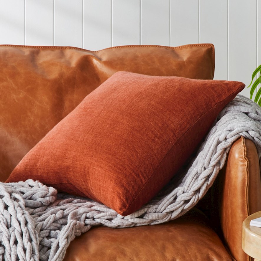 Malmo Rust Linen Cushion | Adairs