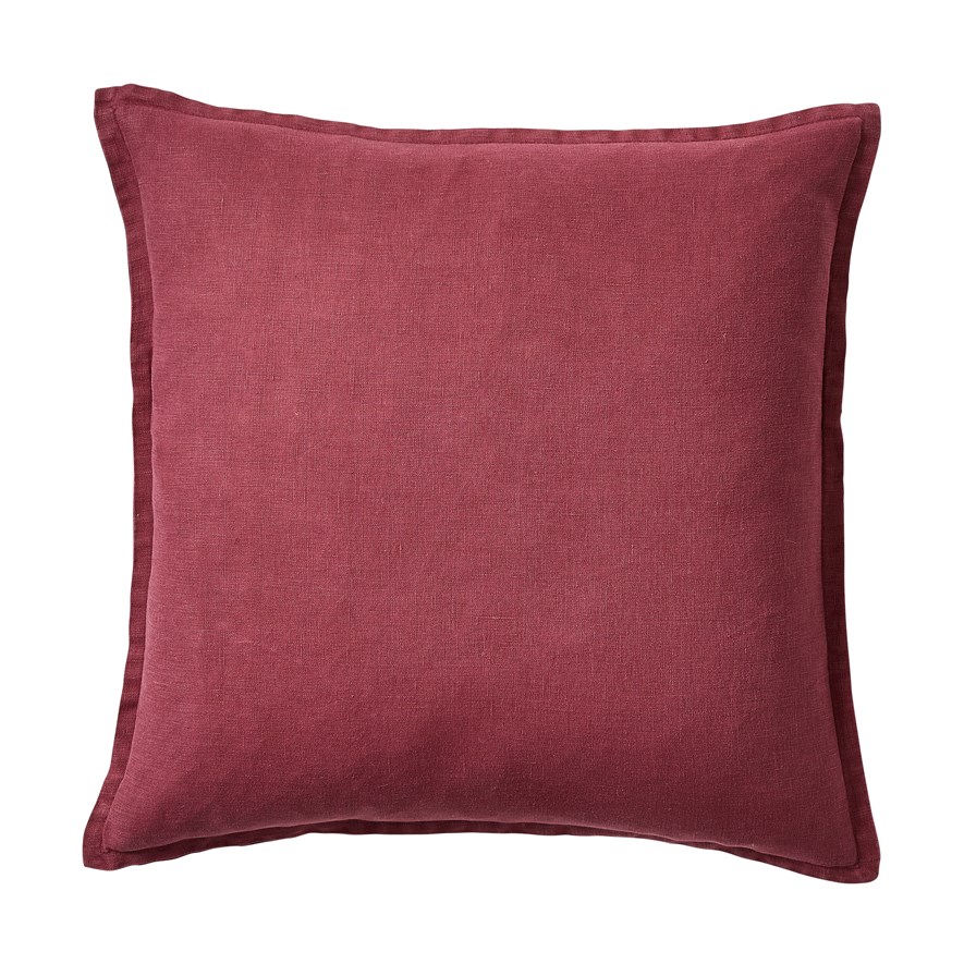 Home Republic - Belgian Berry Vintage Washed Linen Cushion | Adairs