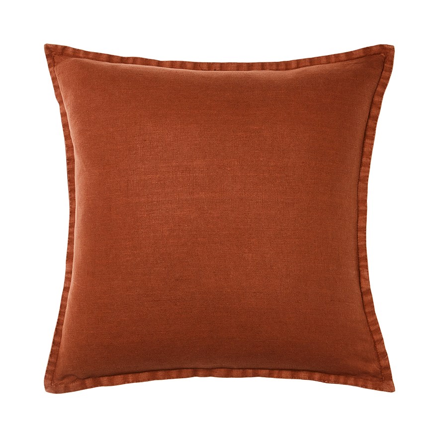 Belgian Rust Vintage Washed Linen Cushion | Adairs