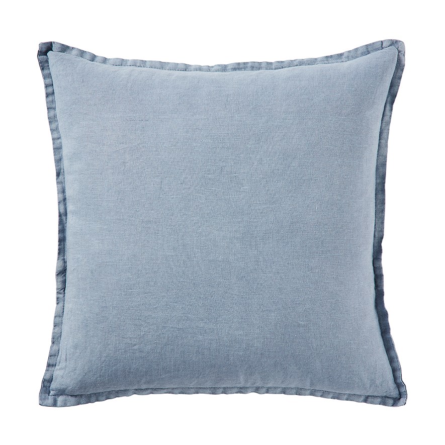 Belgian Light Denim Vintage Washed Linen Cushion | Adairs