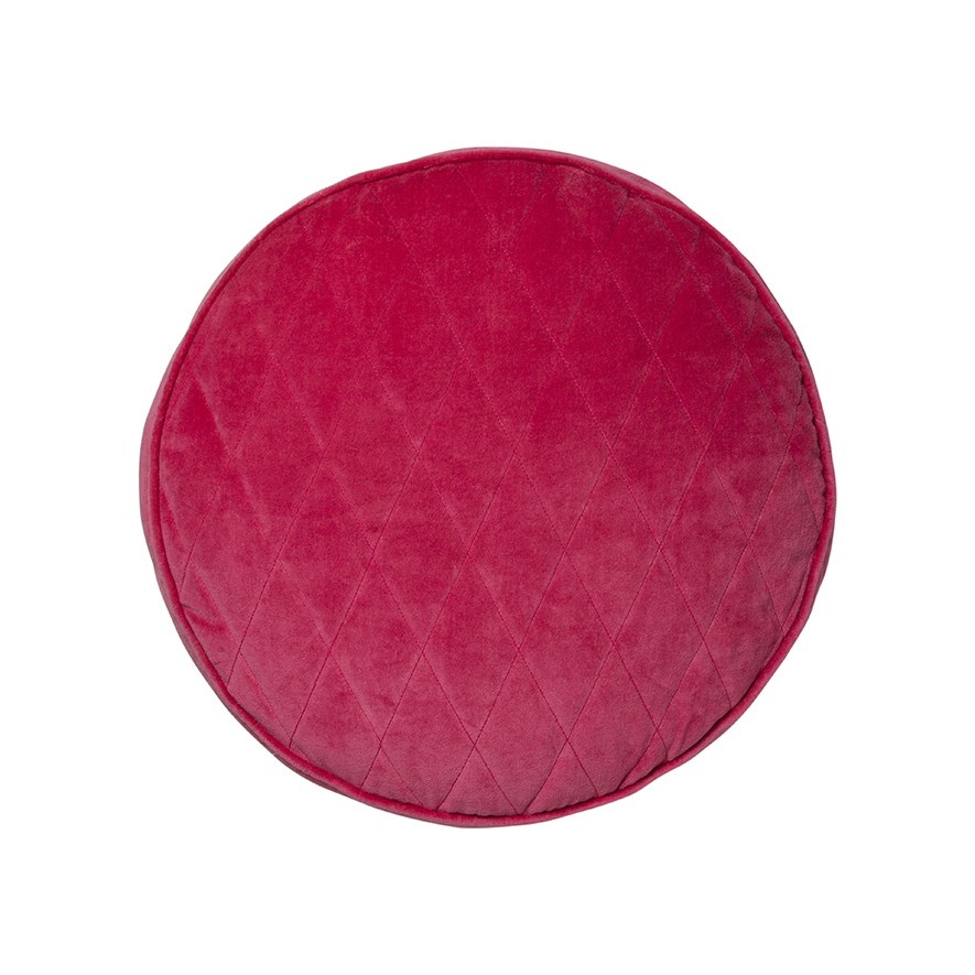 Velvet Jewel Round Quilted Cushion Ruby | Adairs