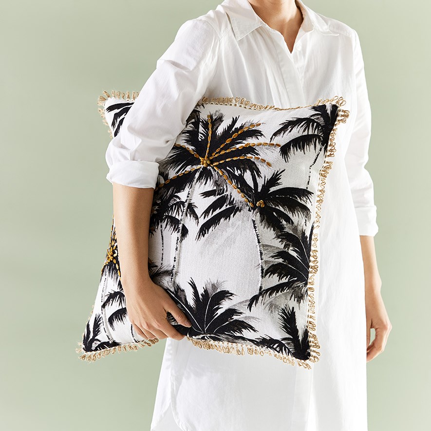 Key West Palms Black & Mustard Cushion | Adairs