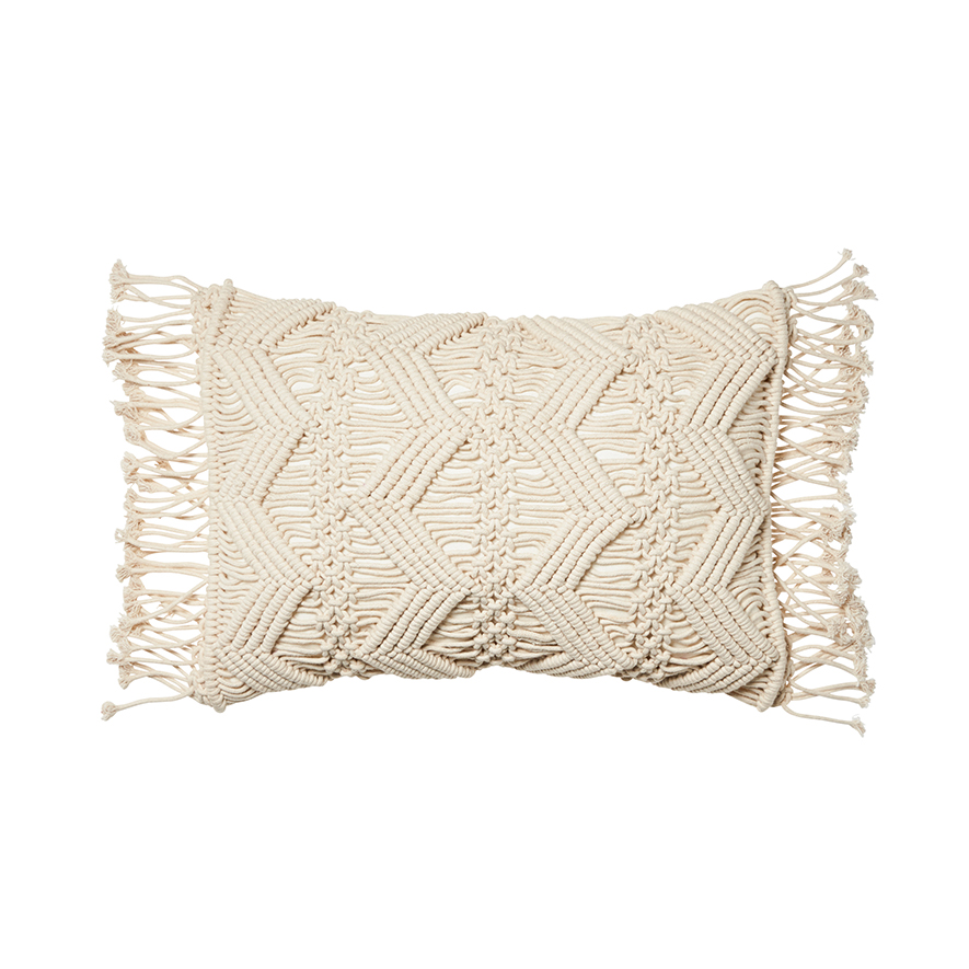 Home Republic - Boho Macrame Cushion Natural Chevron | Adairs