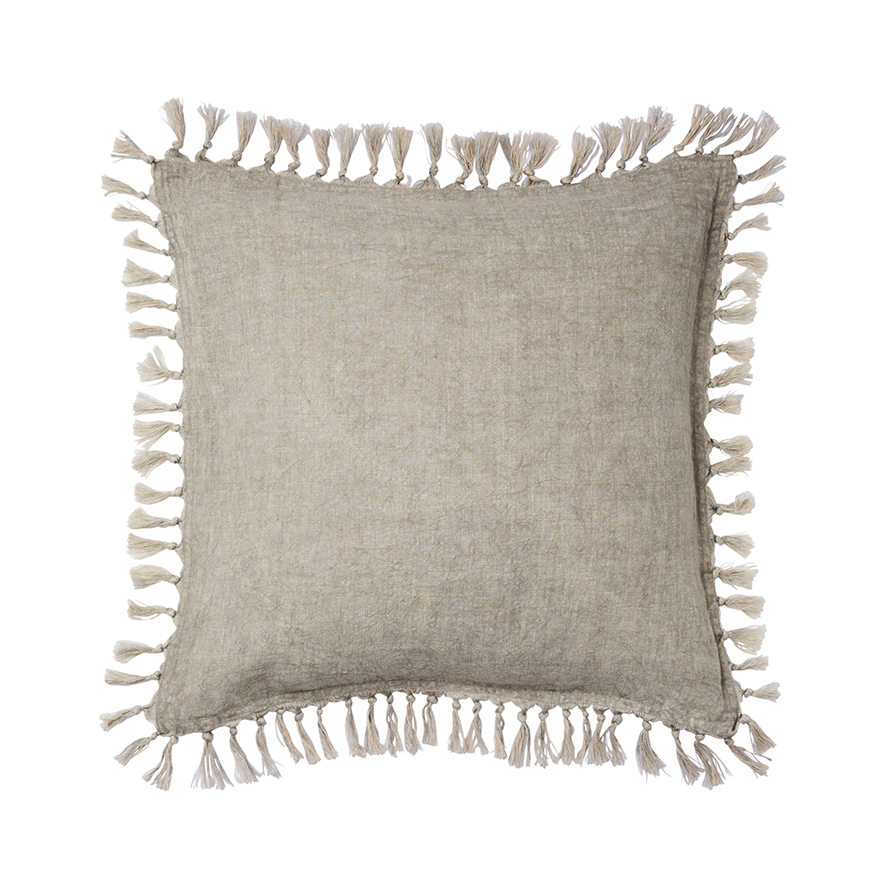 Genoa Grey Vintage Washed Linen Cushion | Adairs