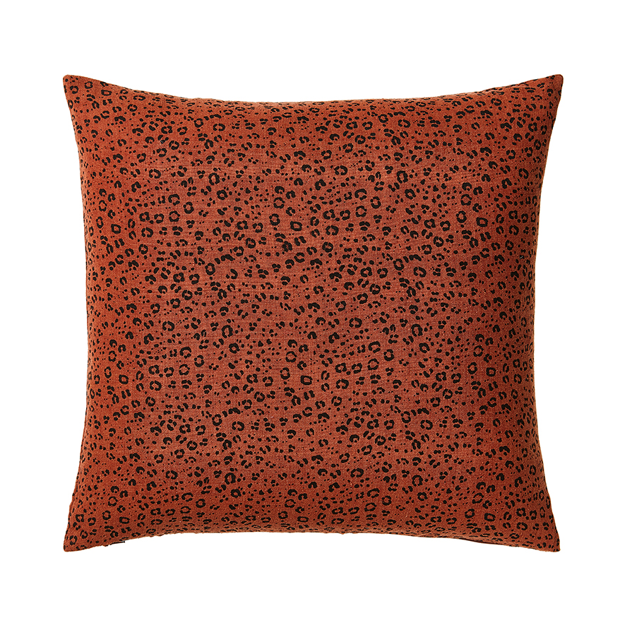 Malmo Leopard Rust Linen Cushion | Adairs