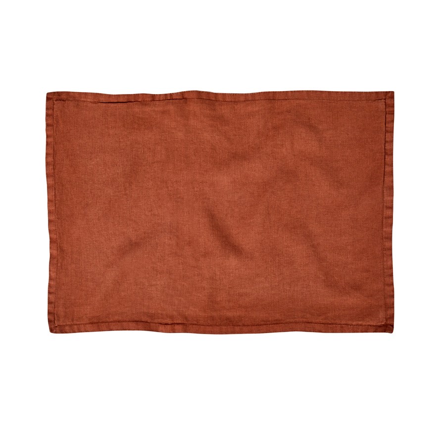 Belgian Rust Vintage Washed Linen Long Cushion | Adairs