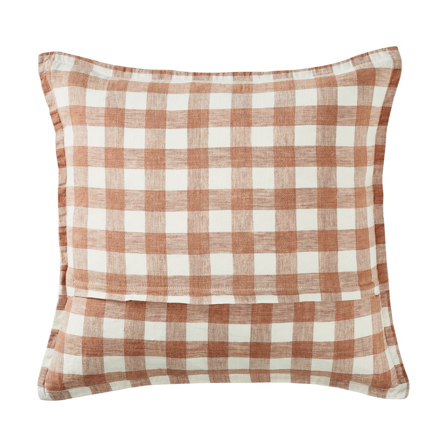 Belgian Desert Check Vintage Washed Linen Cushion | Adairs