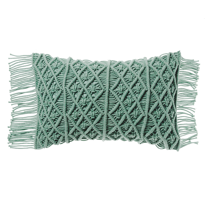 New Haven Macrame Long Cushion Mint | Adairs
