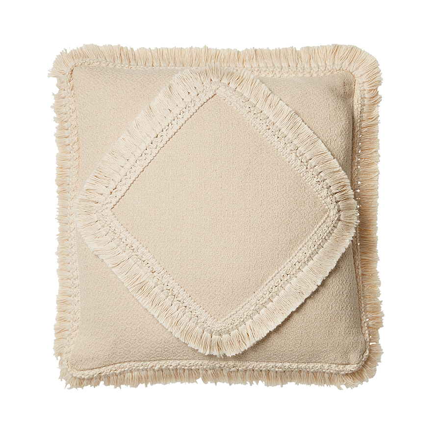 Mercer + Reid - Boracay Fringed Natural Cushion | Adairs