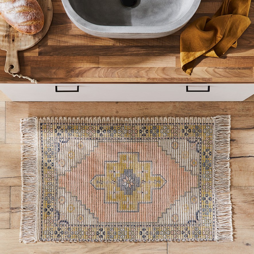 Monte Turkish Tile Blush & Mustard Indoor Mat | Adairs