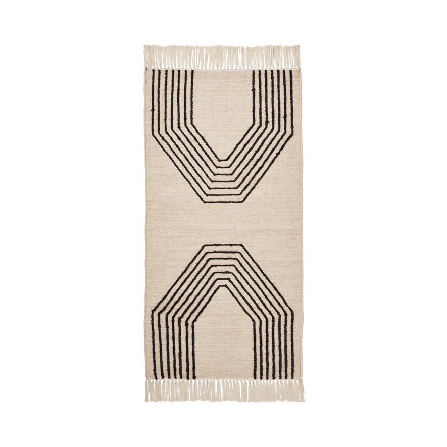 Leonie Natural and Black Rug Runner | Adairs