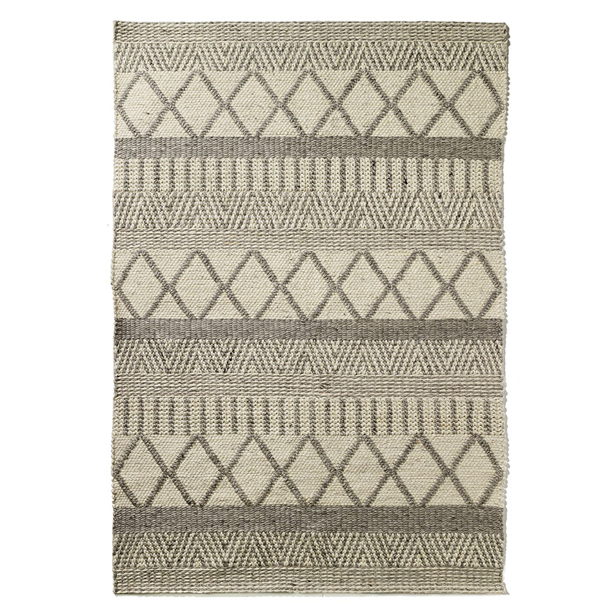 Home Republic - The Wool Collection Rug Natural & Grey Trebel | Adairs