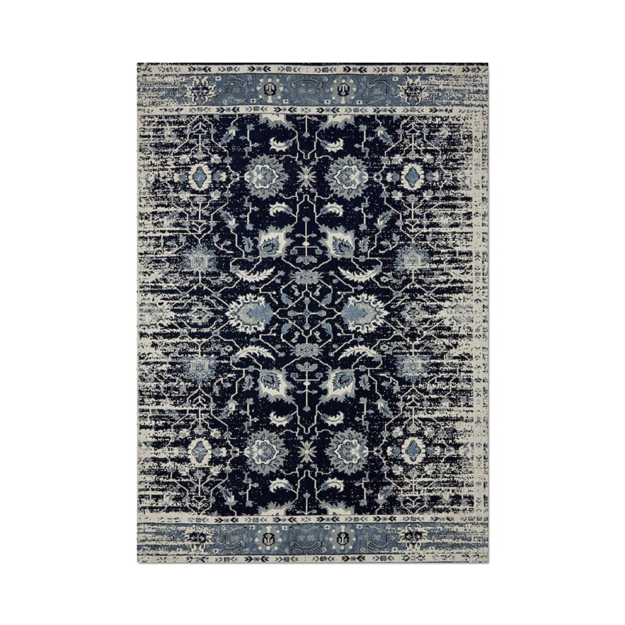 Home Republic - Boheme Natural & Indigo Jacquard Rug | Adairs