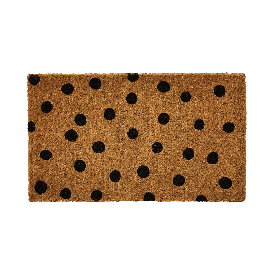 Home Republic - Black Spots Coir Door Mat in High Thickness | Adairs