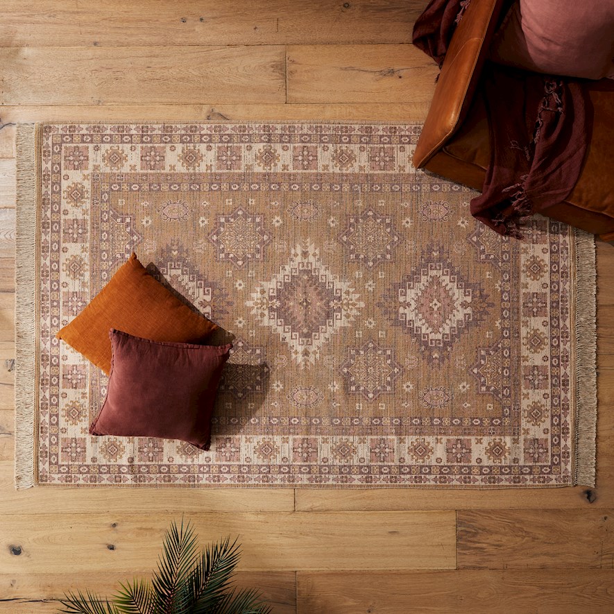 Home Republic - Mercado Hanna Caramel & Rose Rug | Adairs
