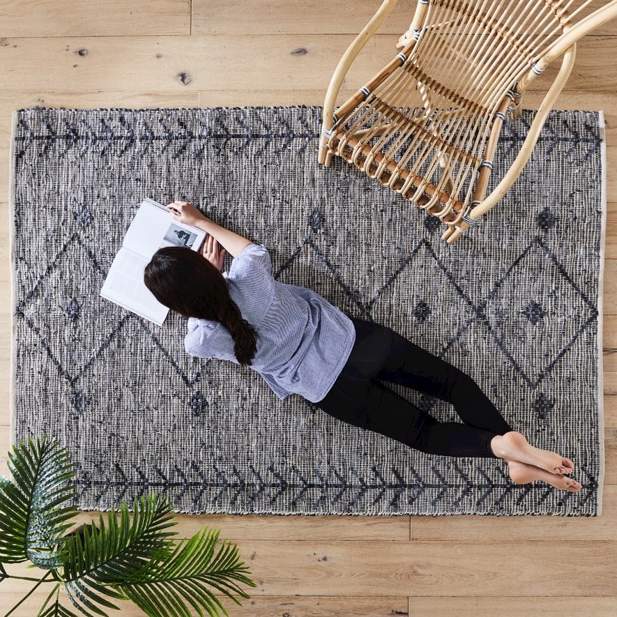 Harlem Steel Blue Rug | Adairs