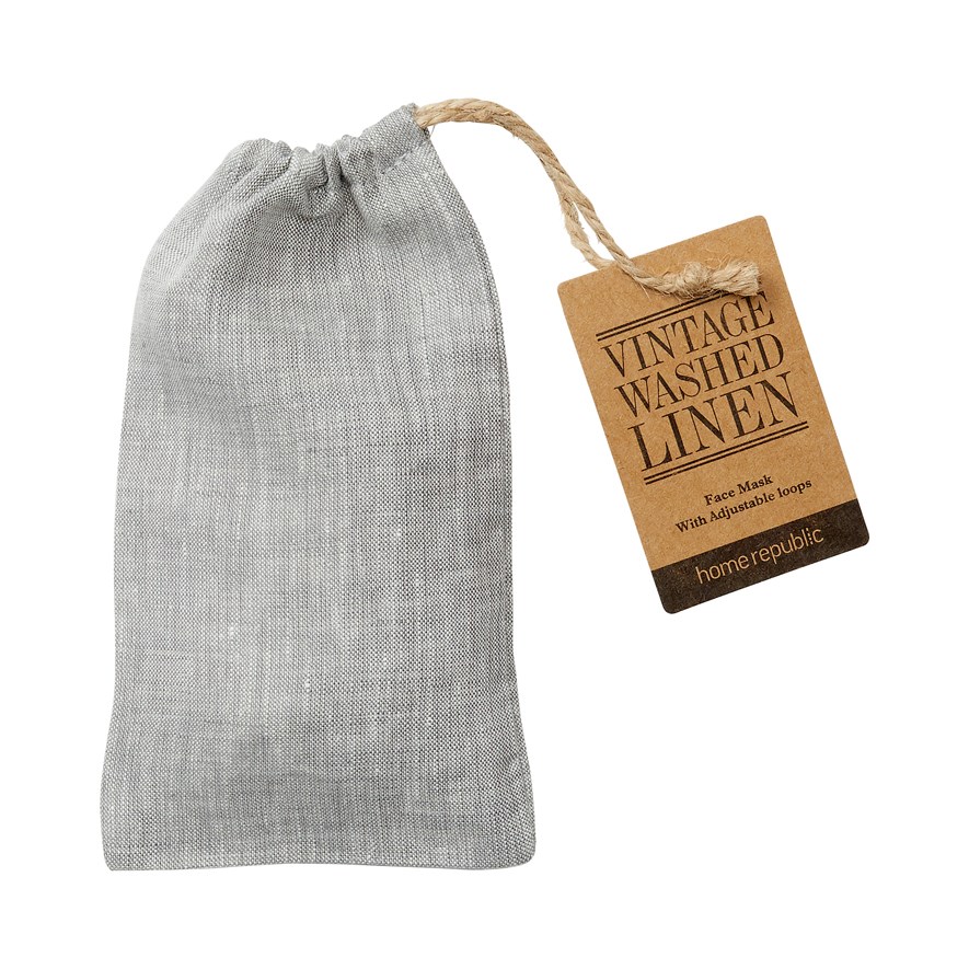 Vintage Washed Linen Grey Marle Face Mask | Adairs