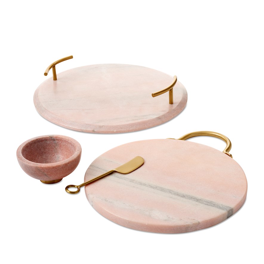 Summertime Pink and Gold Marble Cheese Set | Adairs