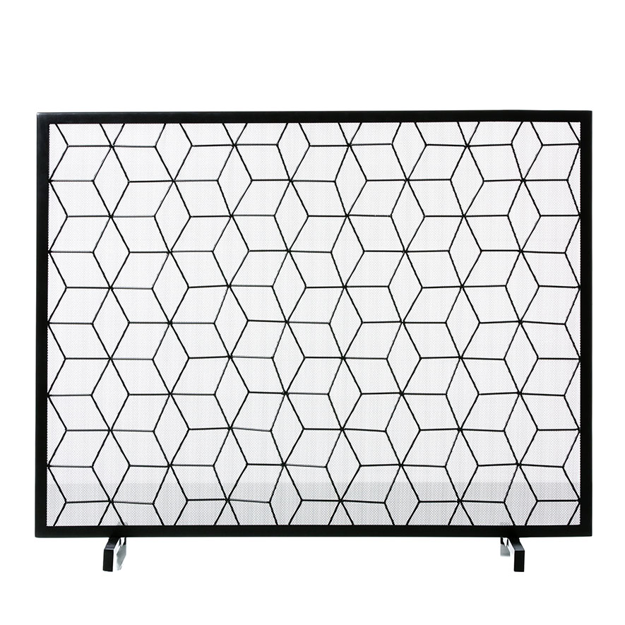 Home Republic - Iron & Wire Fire Screen Black Geometric | Adairs