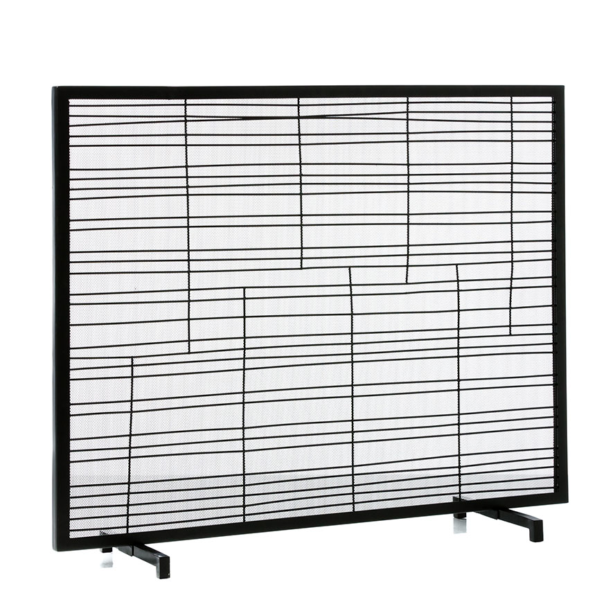 Home Republic - Iron & Wire Fire Screen Black Horizontal Lines | Adairs