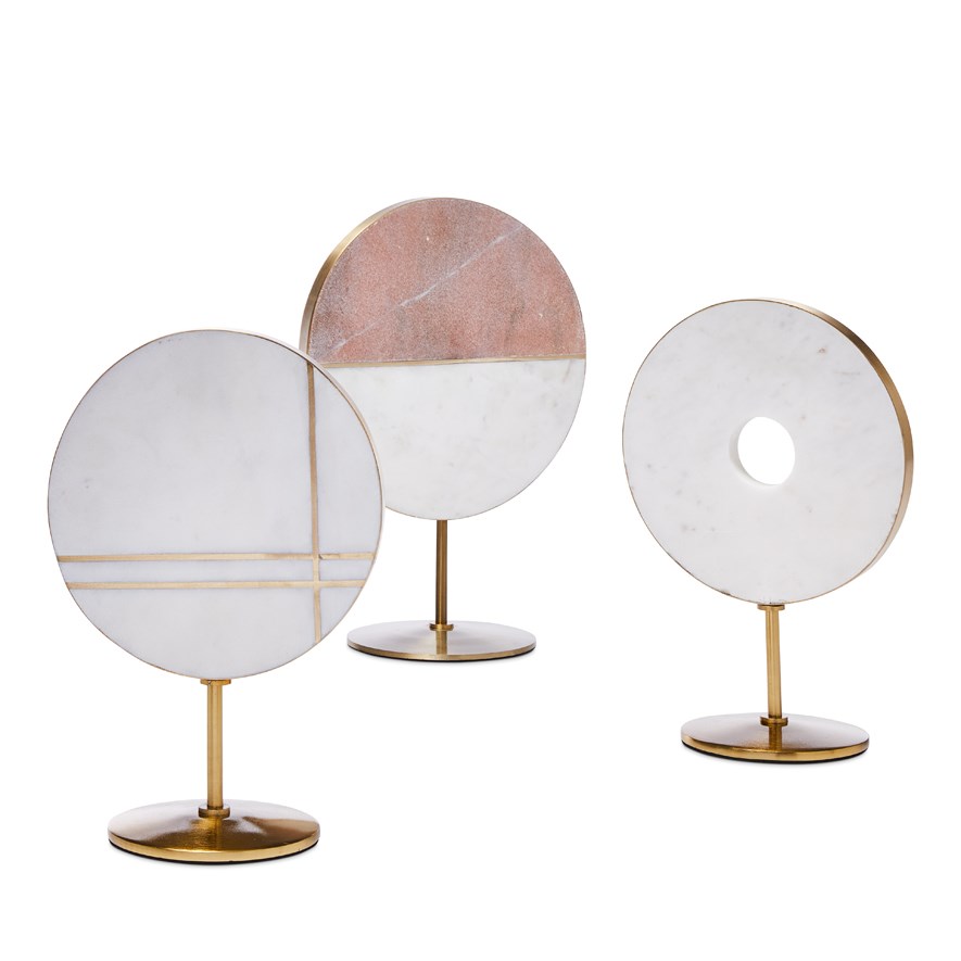 Home Republic - Gold Rim Marble White Pink & Gold Statue | Adairs