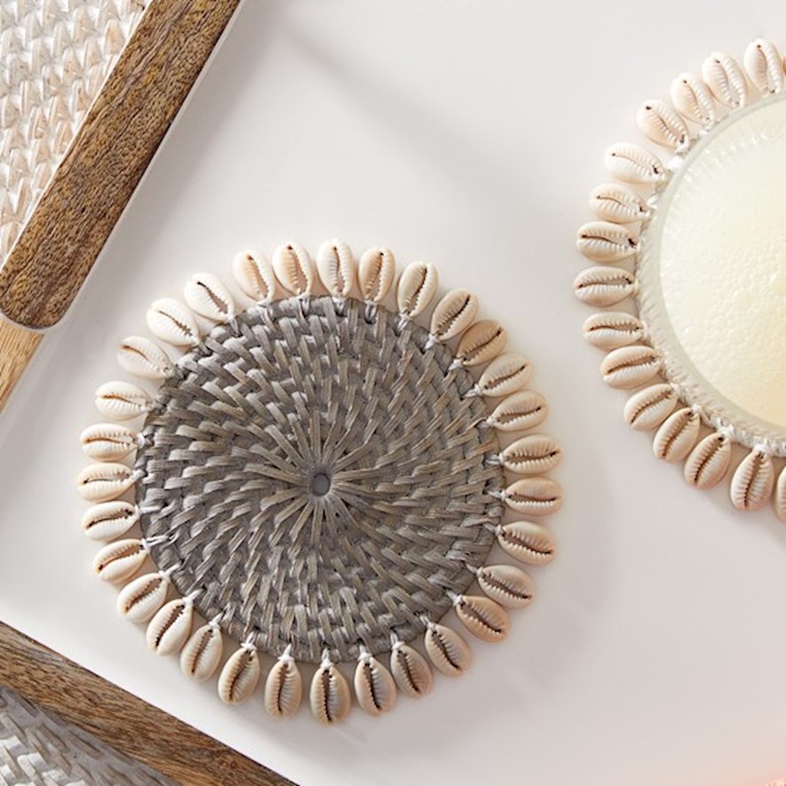 Cowrie Shell Grey Coasters 2 Pack | Adairs