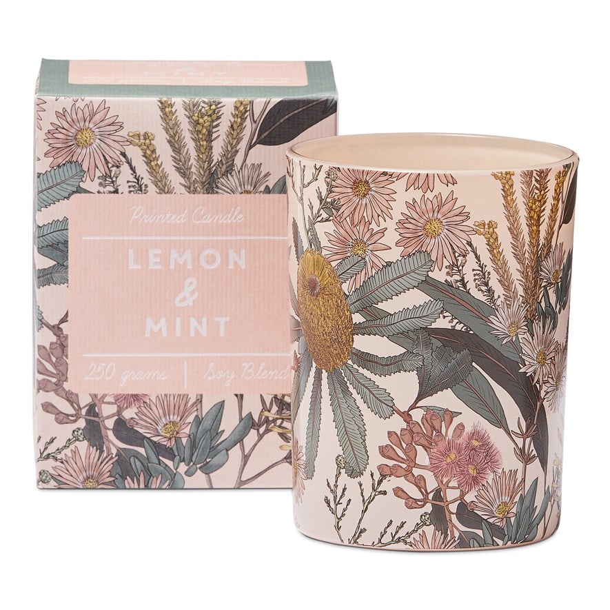 Printed 250g Lemon & Mint Native Bushland Candle | Adairs