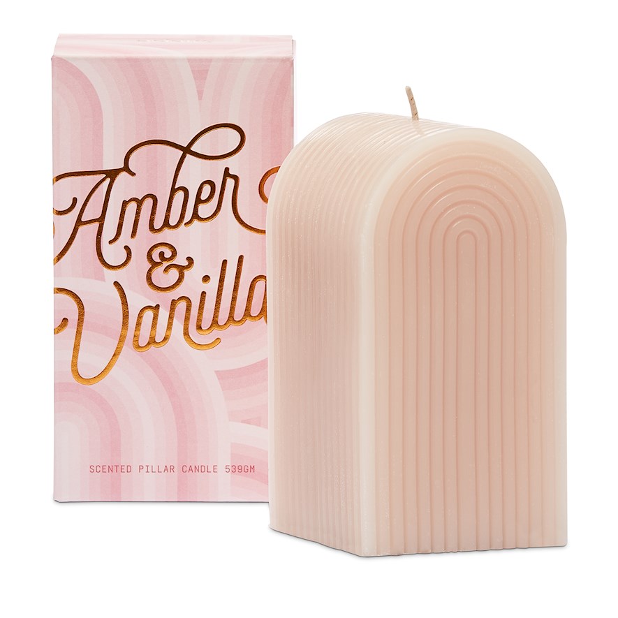 Deco Amber and Vanilla Pillar Candle 539g | Adairs