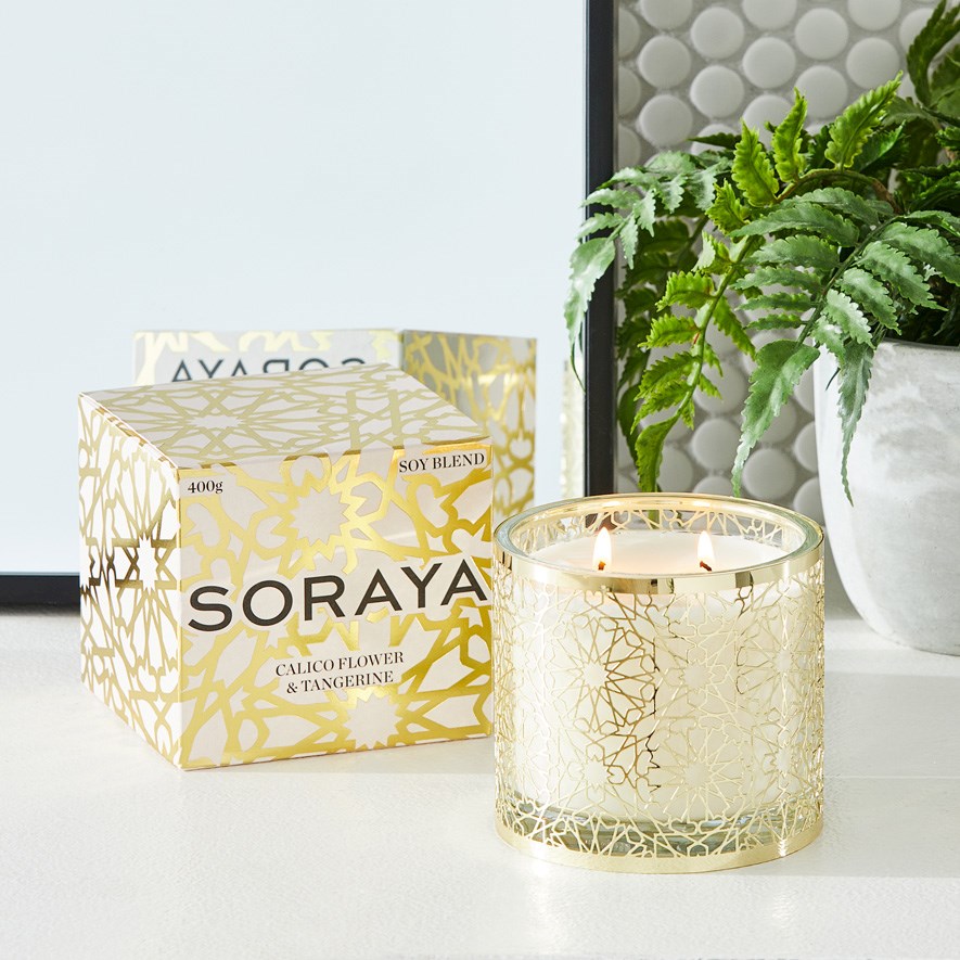 Soraya Calico Flower & Tangerine Candle | Adairs