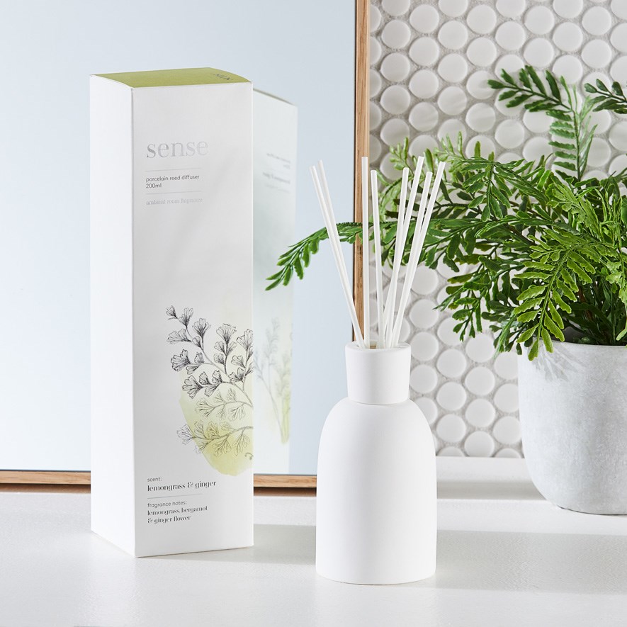 Sense Lemongrass & Ginger Porcelain Diffuser 200ml | Adairs