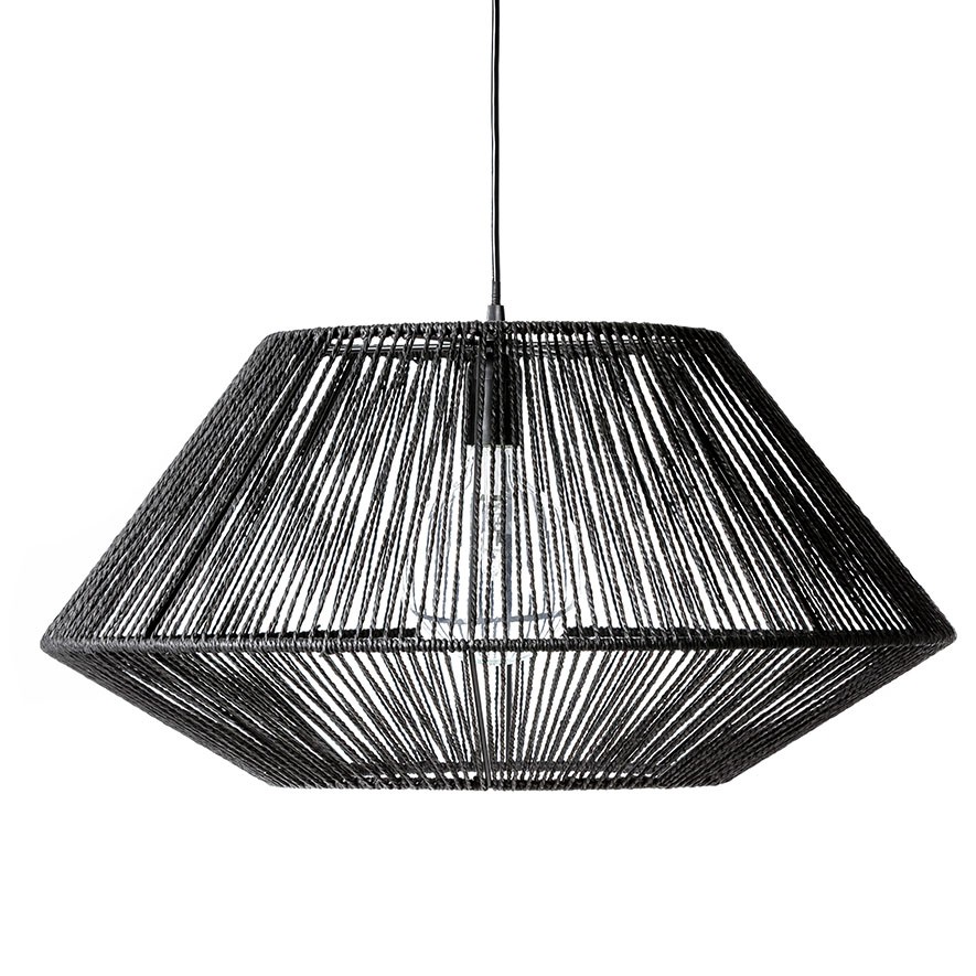 Home Republic - Resort Black Paper Rope Pendant Light | Adairs
