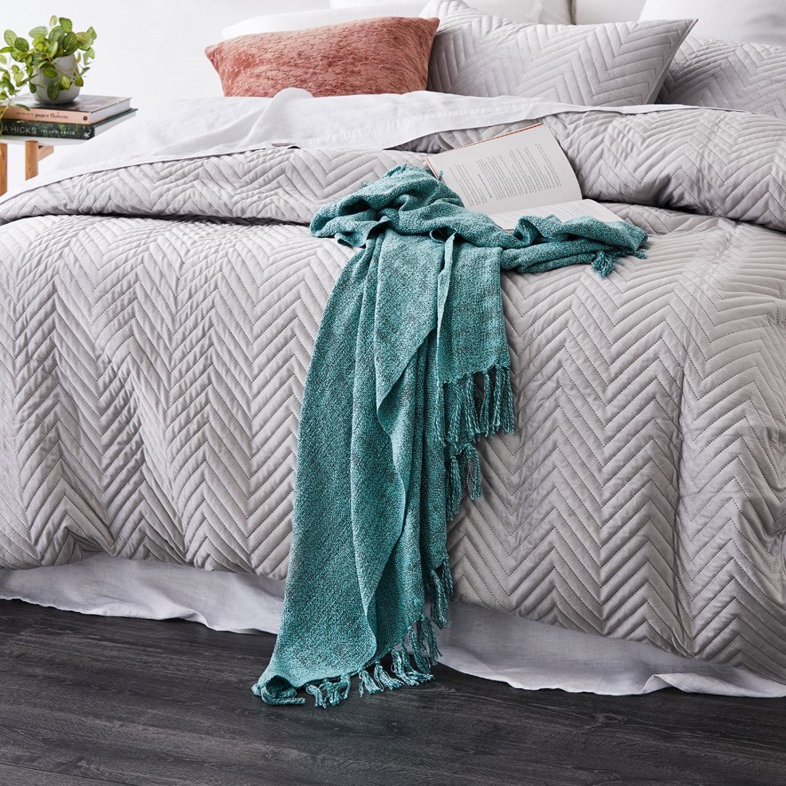 Pearl Aqua Kent Throw | Adairs