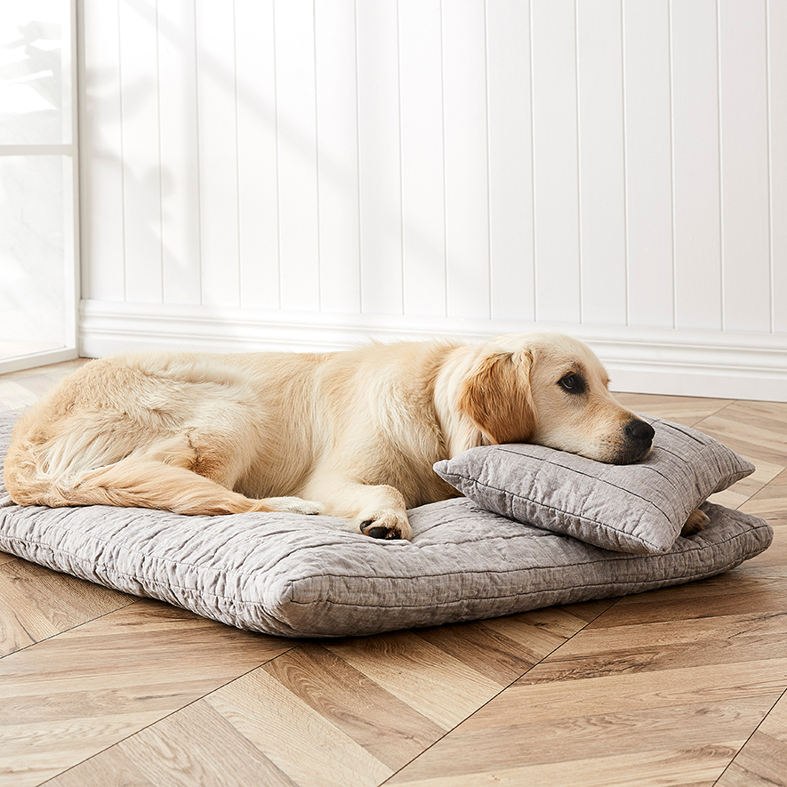 Fetch - Comfort Collection Vintage Washed Linen Quilted Grey Marle ...