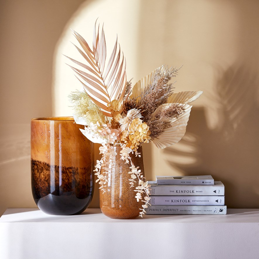 Mother Earth Glass Brown & Toffee Vase | Adairs