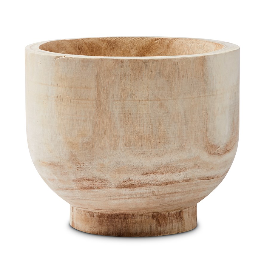 Home Republic - Jasper Natural Footed Timber Pot | Adairs