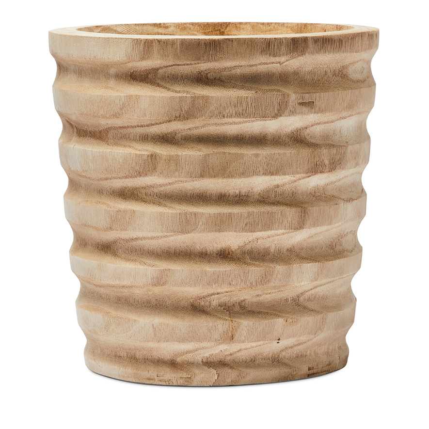 Home Republic - Jasper Ribbed Natural Timber Pot | Adairs