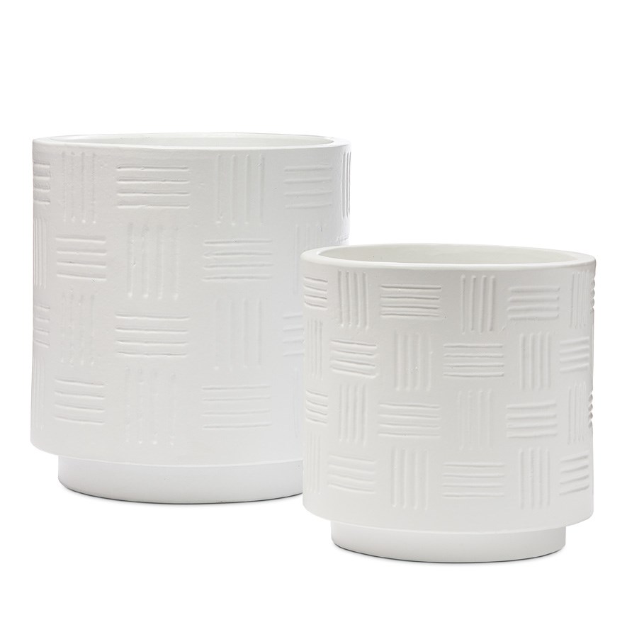 Home Republic - Turin White Chequered Pot | Adairs
