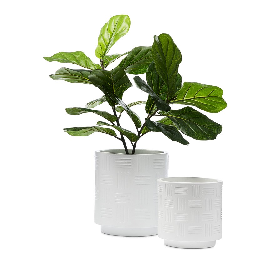 Home Republic - Turin White Chequered Pot | Adairs