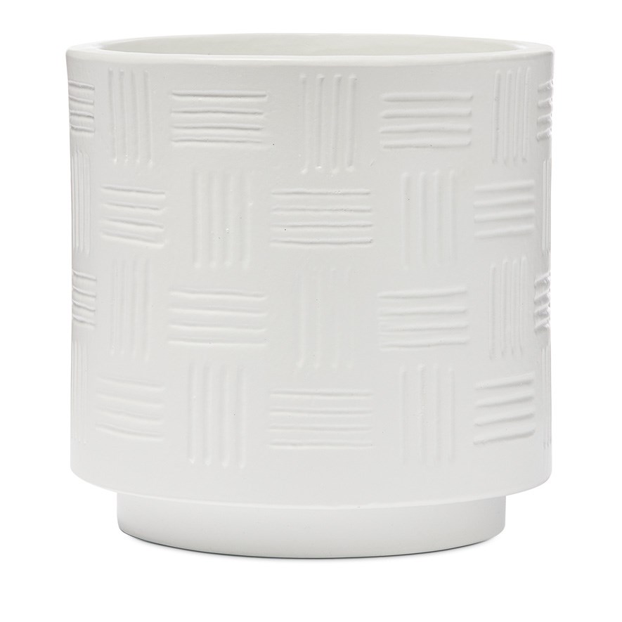 Home Republic - Turin White Chequered Pot | Adairs