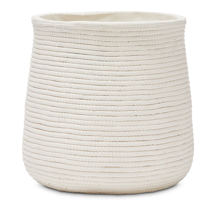 Home Republic - Textured Ceramic Ribbed White Pot | Adairs