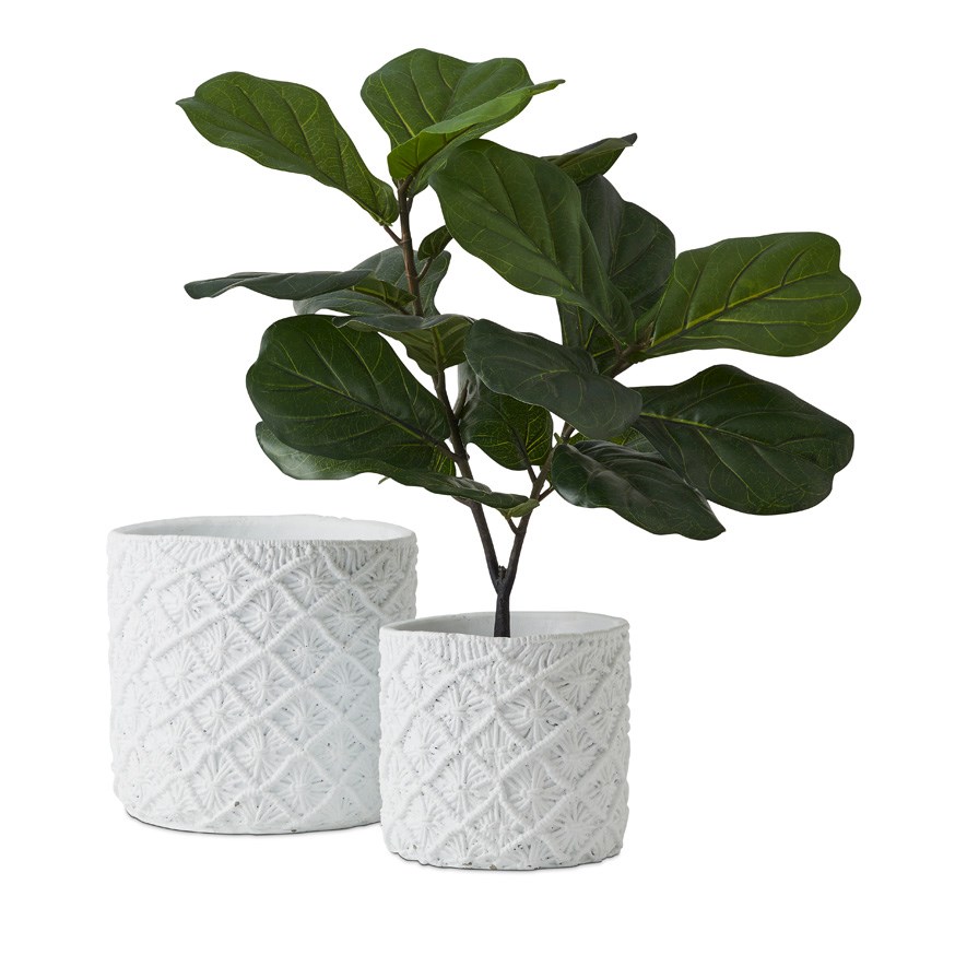 Textured Macrame Large White Ceramic Pot | Adairs