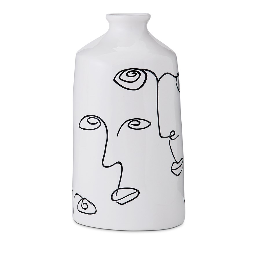Abstract White & Black Vase | Adairs