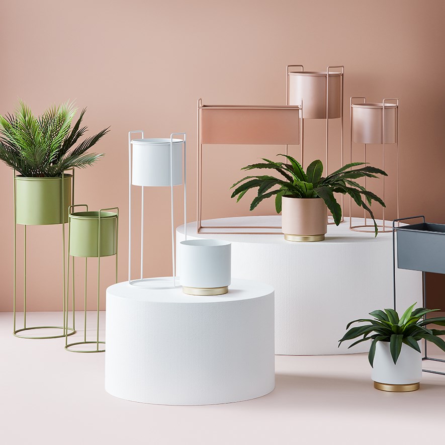 Santana Rectangle Pink Plant Stand | Adairs