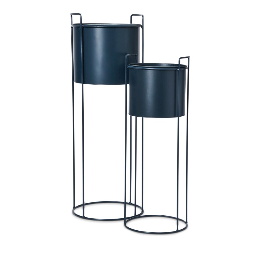 Santana Steel Blue Plant Stand | Adairs