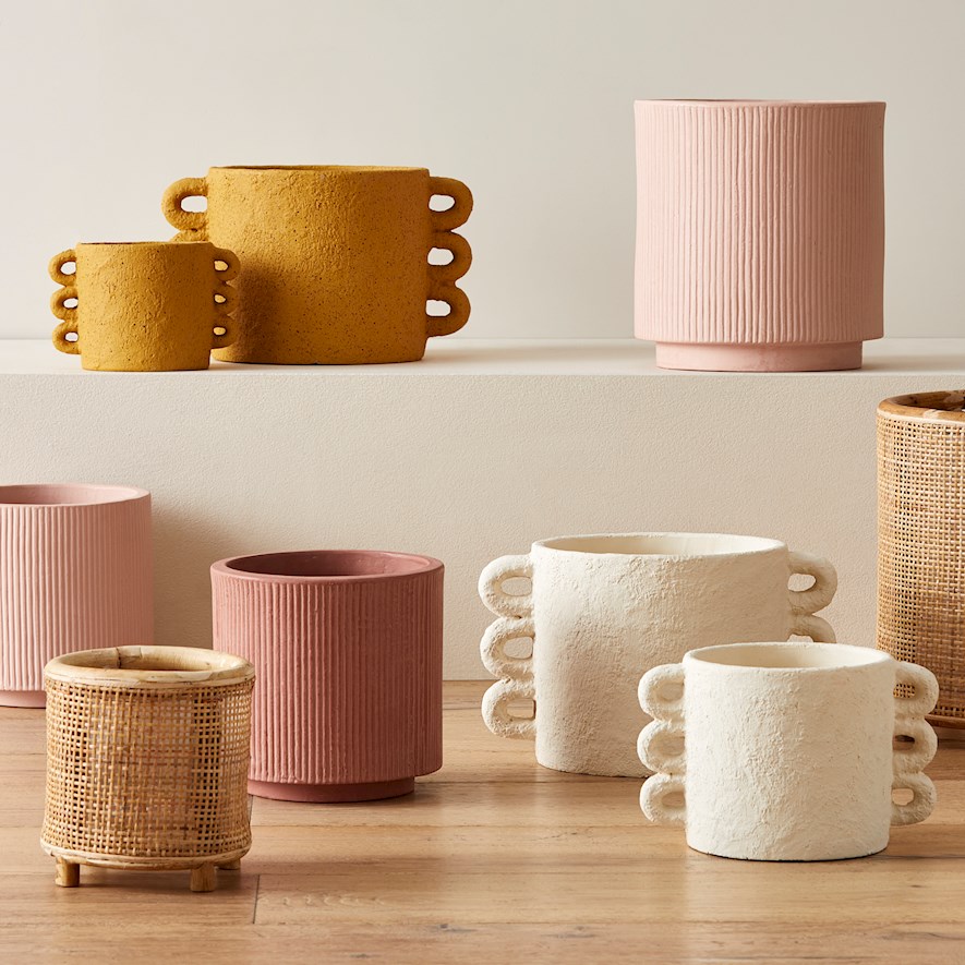 Pleat Light Pink Pot | Adairs
