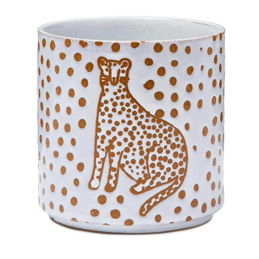 Home Republic - Cheetah White & Brown Spot Pot | Adairs