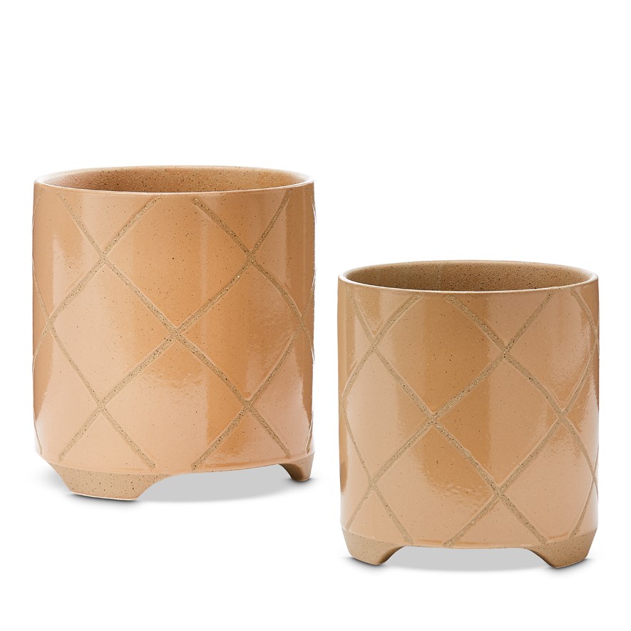 Village Tan Cross Pot | Adairs