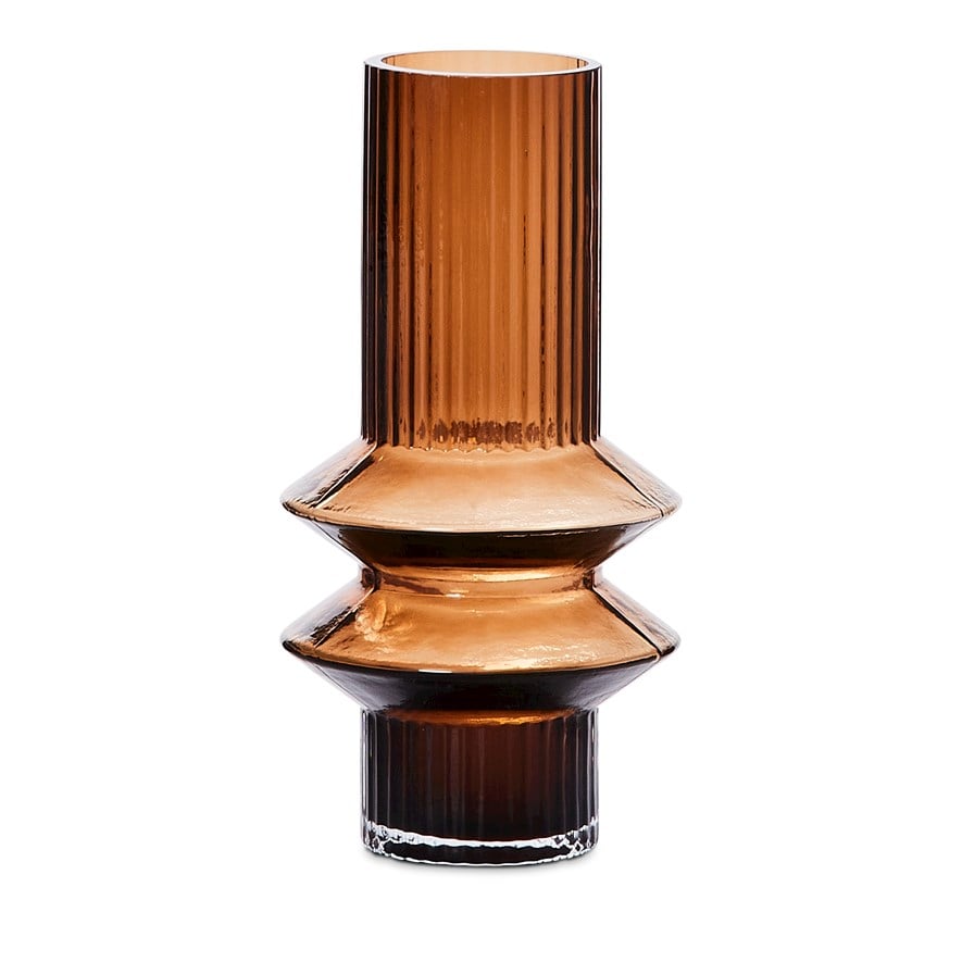 Angled Glass Dark Amber Small Vase | Adairs
