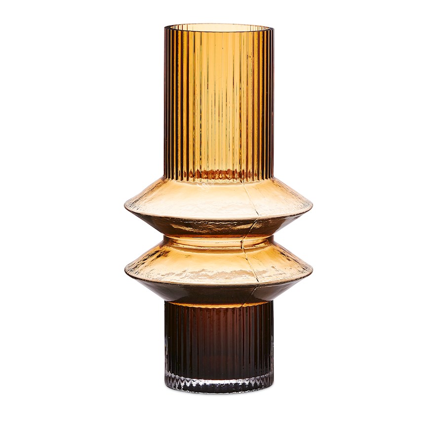 Angled Glass Dark Amber Large Vase | Adairs