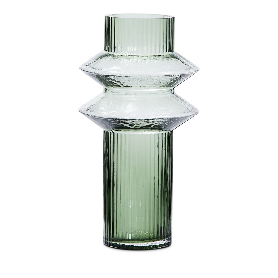 Angled Glass Green Large Vase | Adairs